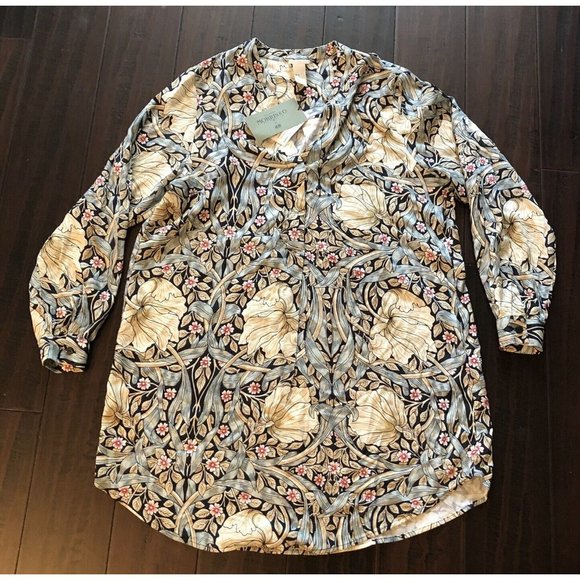 H&M | Tops | William Morris Co X Hm Dress Womens Blue Floral Leaves ...